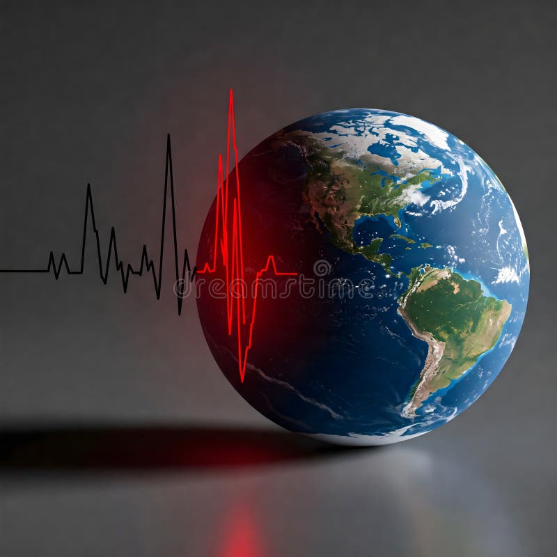 Earth Globe with a Red Glowing Seismic Wave Highlighting Earthquake ...