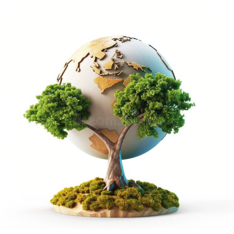 Green Tree Growing through Earth Globe, Sustainable Concept Stock ...