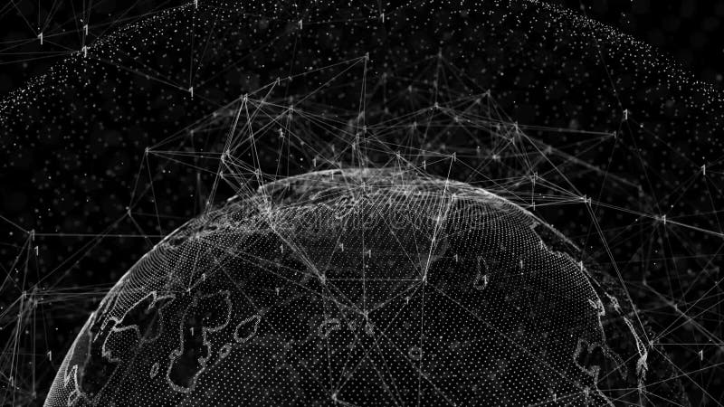 Earth Globe Network Rotating with Plexus Digital Connections Loop Stock ... Earth Globe Network Rotating with Plexus Digital Connections Loop Stock ...