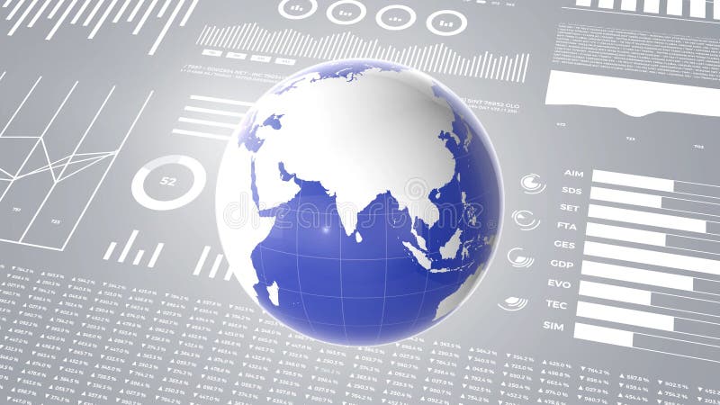 Earth Globe Rotating and UHD Infographics Data Chart, Numbers and ...