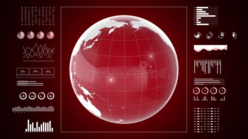 Earth Globe Rotating and UHD Infographics Data Chart, Numbers and ...