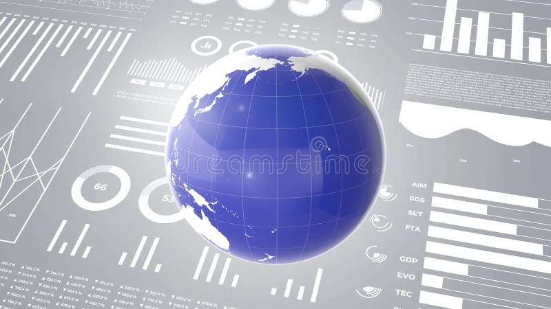 Earth Globe Rotating and UHD Infographics Data Chart, Numbers and ...