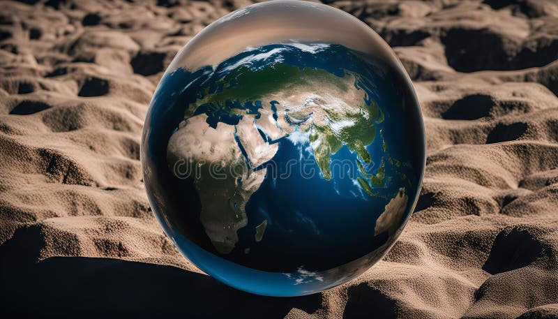 Earth Globe on Sand stock illustration. Illustration of geology - 348524219