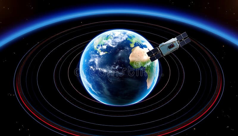 Earth Globe with Satellites, Space Visualization Generative AI Stock ...