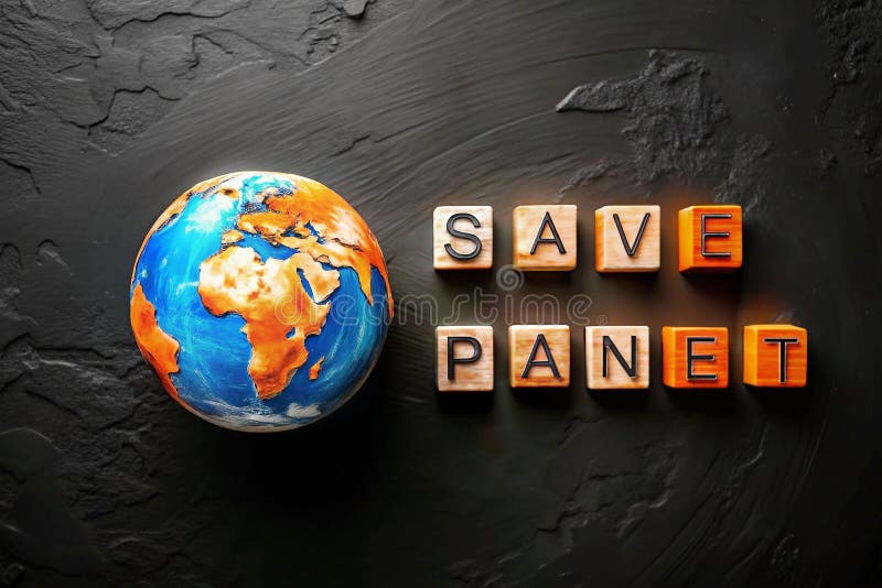Earth Globe, Save Planet Message, Dark Surface, Environmental Awareness ...