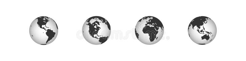 Earth Globe Set Icon. 3d World Map in Circle Stock Vector ...