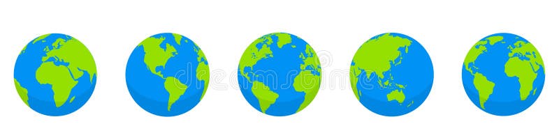 Earth Globe Set. World Map in Globe Shape. Earth Globes Collection on ...