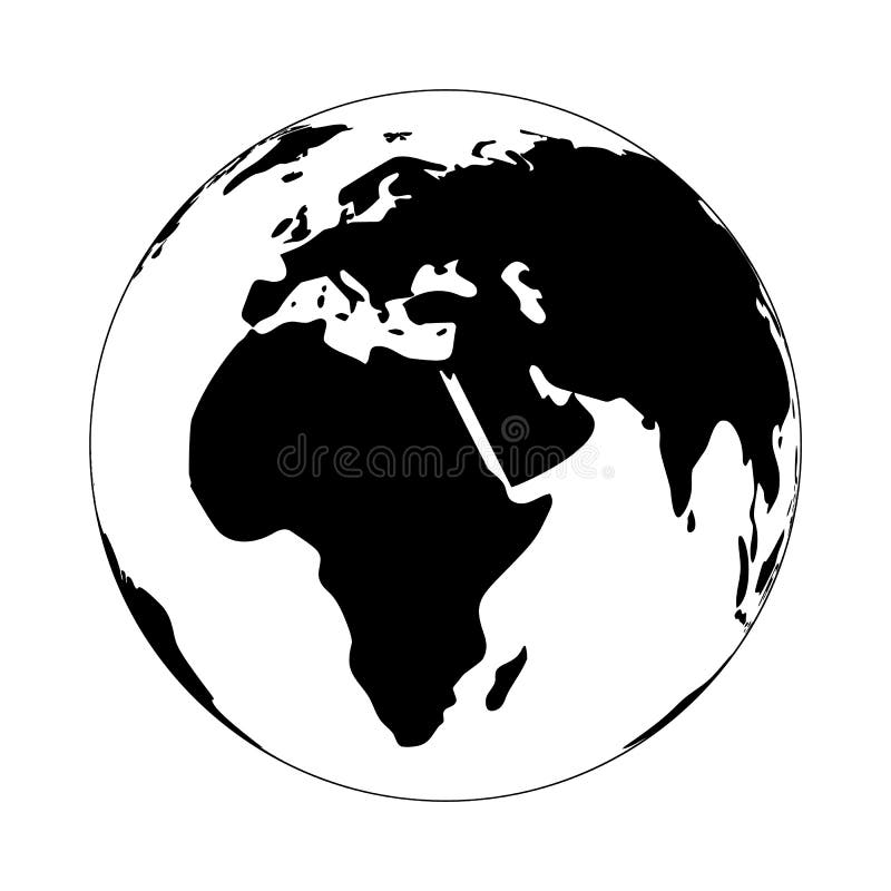 Earth Globe Sign. Geographic Globe View of the World in Simple ...