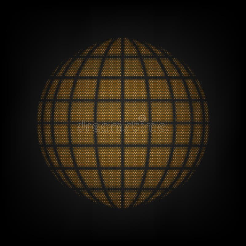 Earth Globe Sign. Icon As Grid of Small Orange Light Bulb in Darkness ...