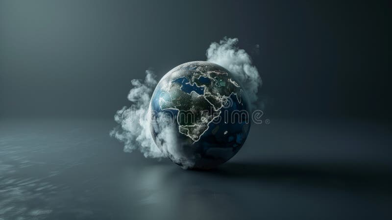 Earth Globe with Smoke Coming Out of it Stock Illustration ...