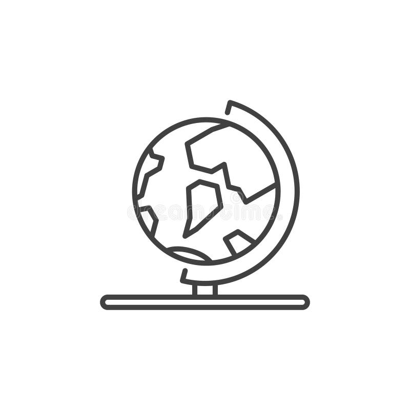 Earth Globe on Stand Vector Concept Linear Simple Icon Stock ...