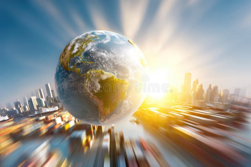 Earth Globe Surrounded by Urban Logistics Network with Dynamic Lighting Effects Stock Photo ...