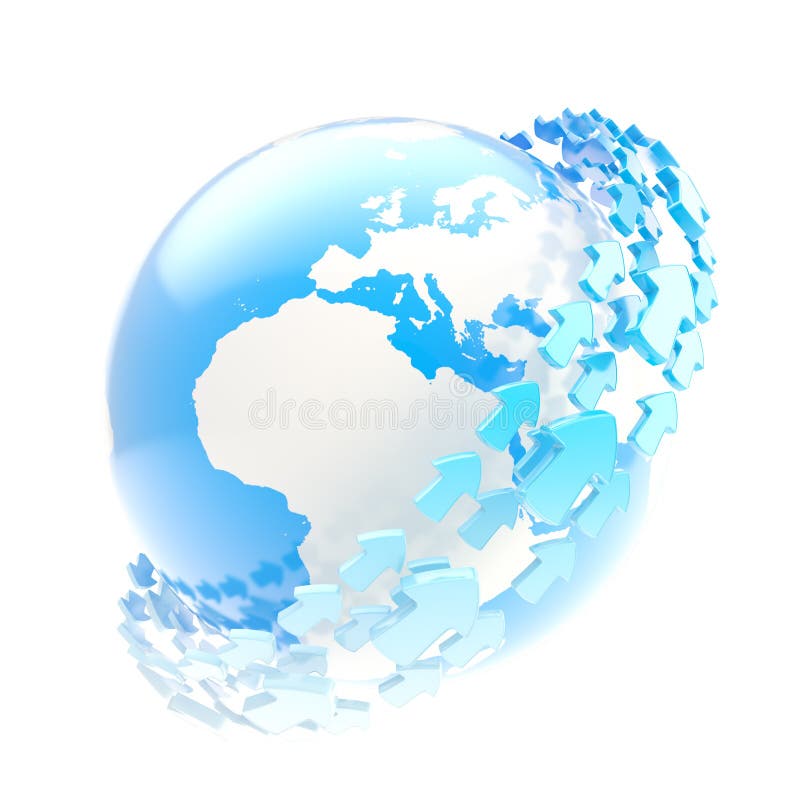 Earth Globe Symbol with Arrow Orbit Stock Illustration - Illustration ...
