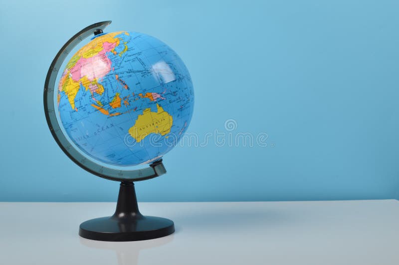 Earth Globe on the Table. Copy Space for the Text Stock Image - Image ...
