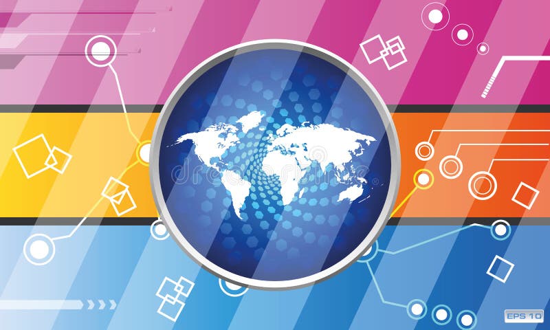 Earth Globe on Technology and Marketing Background Stock Vector ...