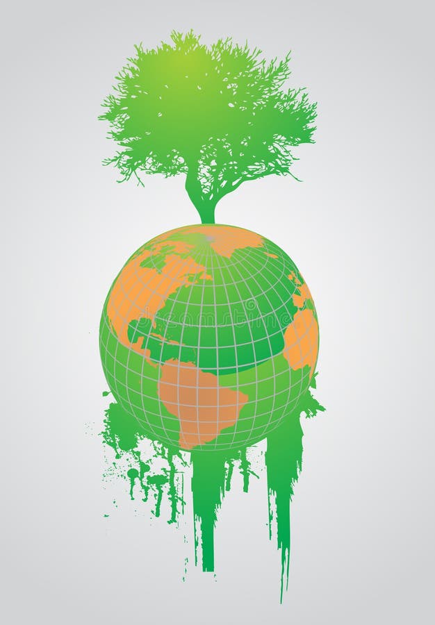 Earth globe with tree stock vector. Illustration of concepts - 14119608