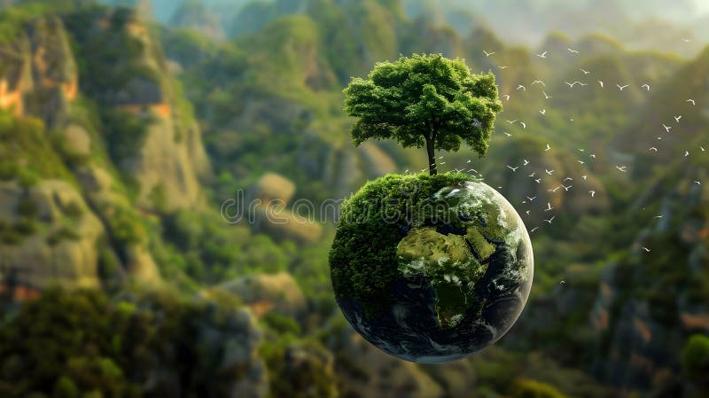 Earth Globe with Tree on Top Illustration Stock Illustration ...