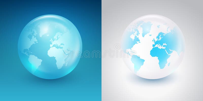 Earth Globe Vector. World Map on Blue and White Background Stock Vector ...
