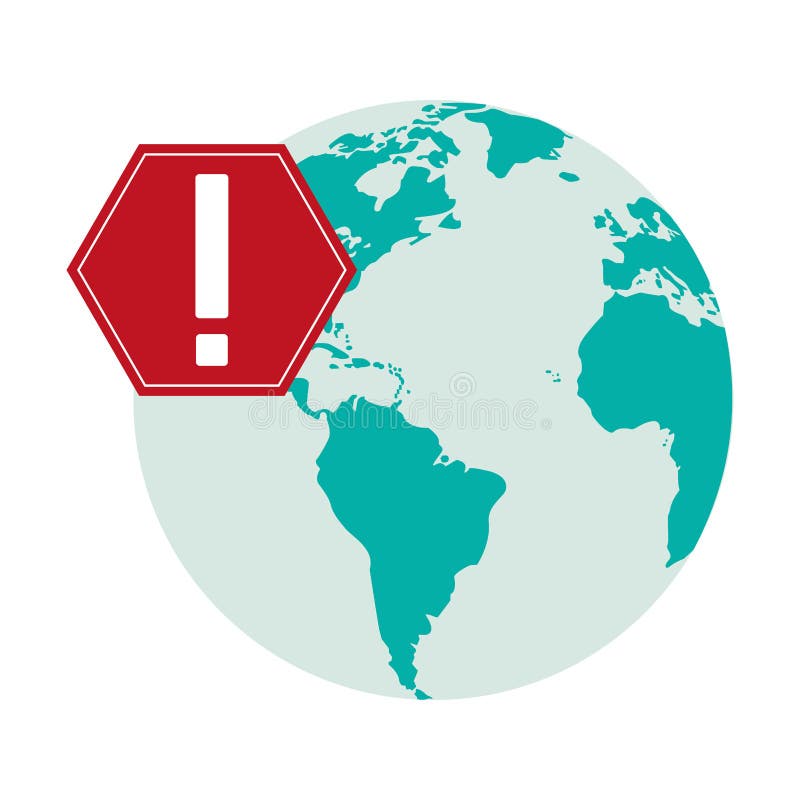 Earth Warning Sign Yellow. Planet Hazard Attention Symbol. Danger Road ...