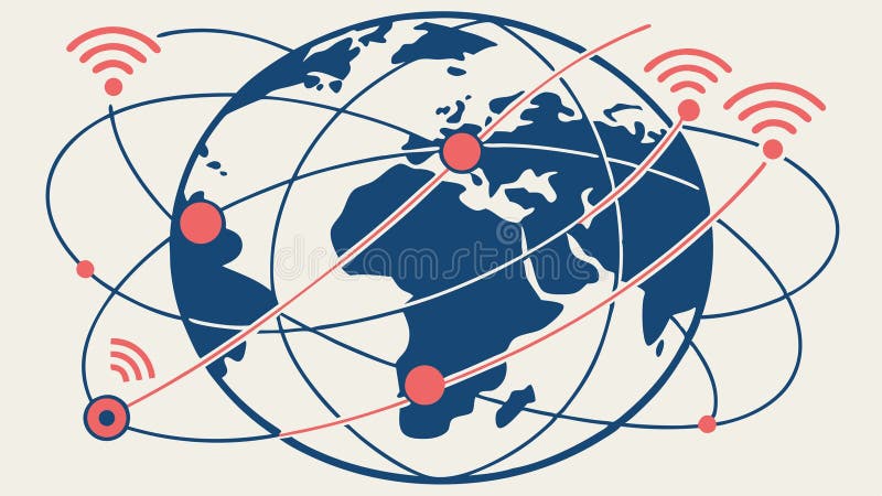 Earth Globe with Wireless Internet Network Connection Illustration ...