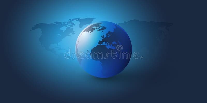 Earth Globe and World Map Design Layout- Global Business, Technology ...