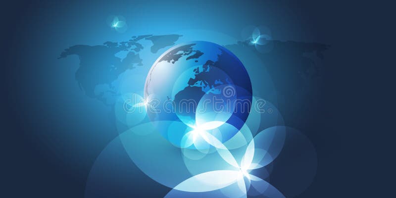 Earth Globe and World Map Design with Light Flares - Global Business ...