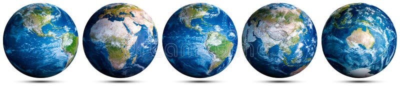 Earth globe world map set stock illustration. Illustration of south ...