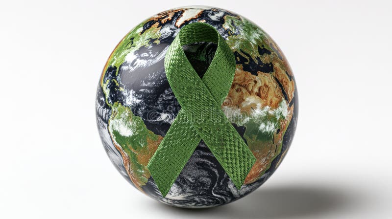 Earth Globe Wrapped with Green Ribbon Symbolizing Care for the ...