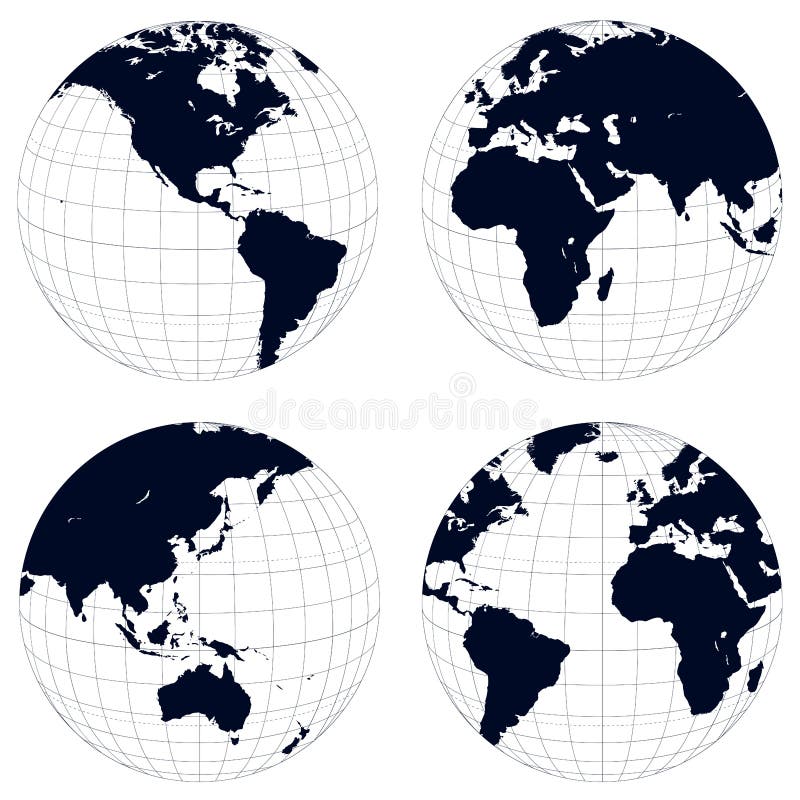 Earth Globes with World Map Stock Vector - Illustration of layout ...