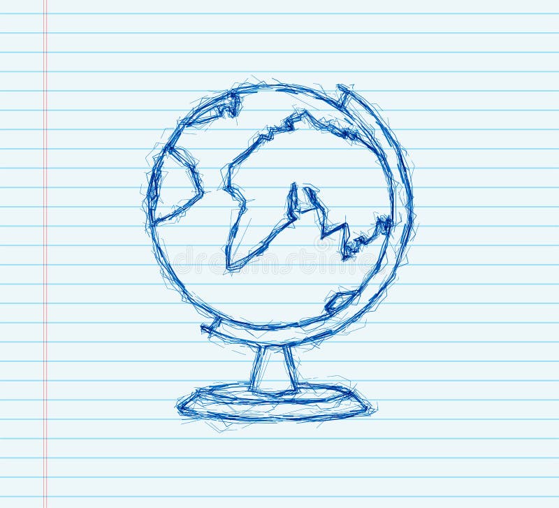 Earth Globes. Flat Planet Earth Sketch Icon. Vector Stock Illustration ...