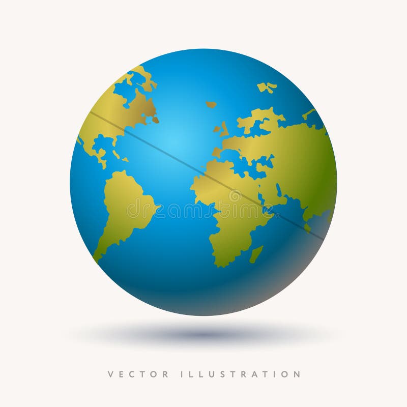 Realistic World Globe with Stand, Vector Illustration on White ...