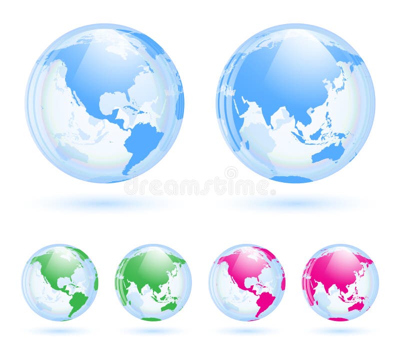 Earth globes set stock vector. Illustration of atlantic - 31004477