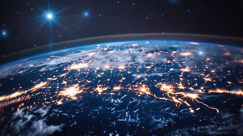 Earth with Glowing Network Lines, Visualizing Smart Grids that Optimize ...