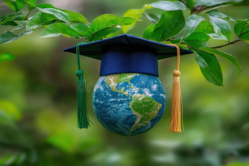 Earth with Graduation Cap Celebrates Global Learning and Academic ...