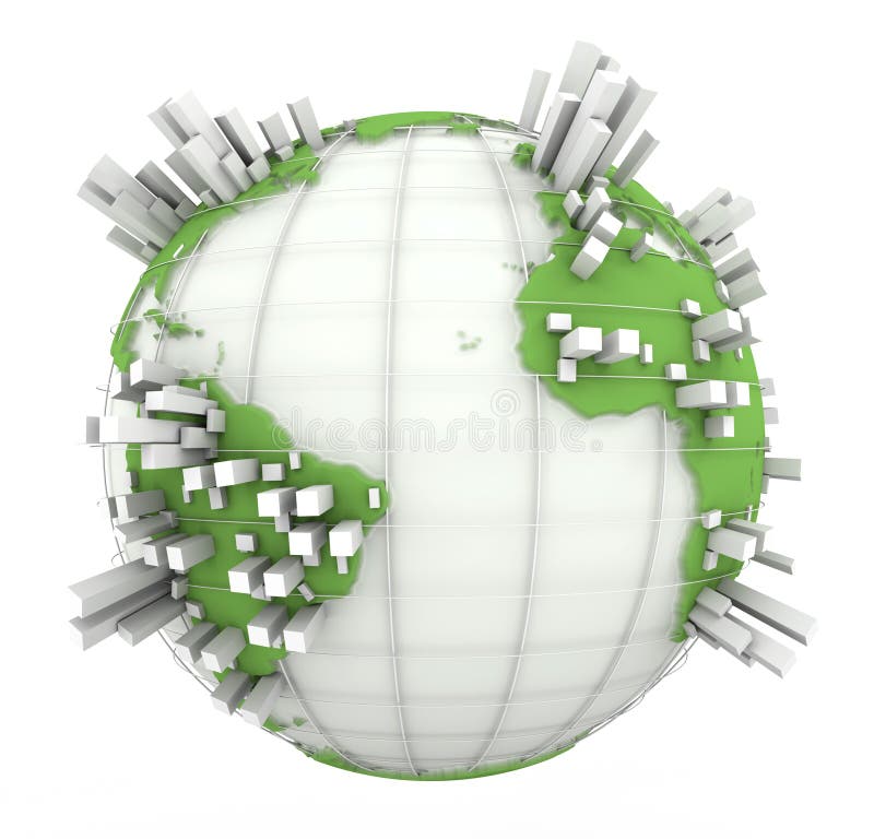 Earth Graph in White and Green Stock Illustration - Illustration of ...