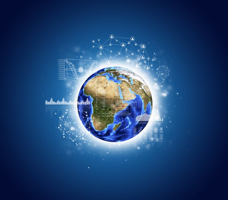 Earth with Graphs and Network Stock Photo - Image of continent ...
