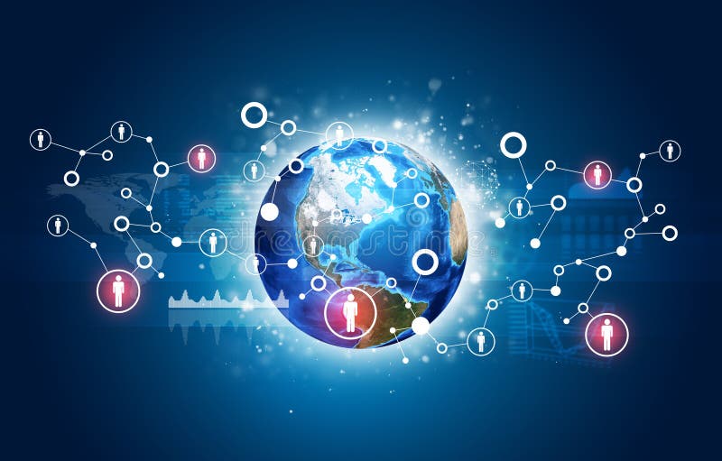 Earth with Graphs and Network Stock Illustration - Illustration of ...