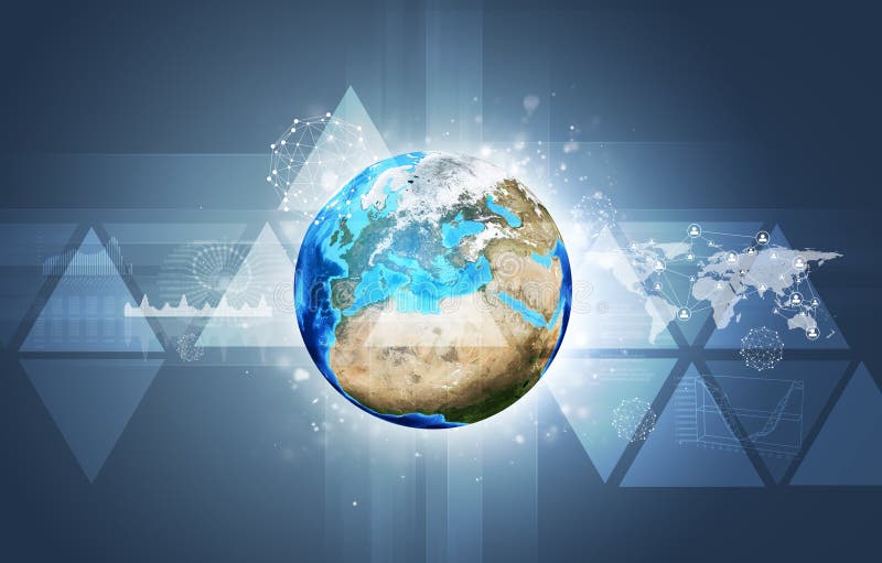 Earth with Graphs and Network Stock Illustration - Illustration of ...