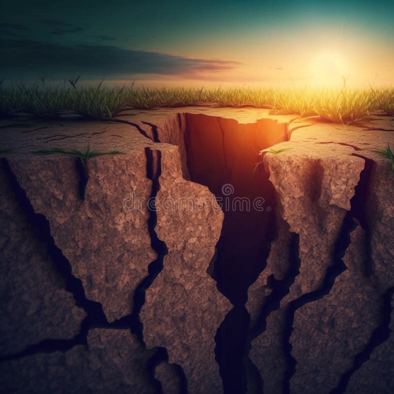 Crack in the Ground from an Earthquake, Generative Ai Stock ...