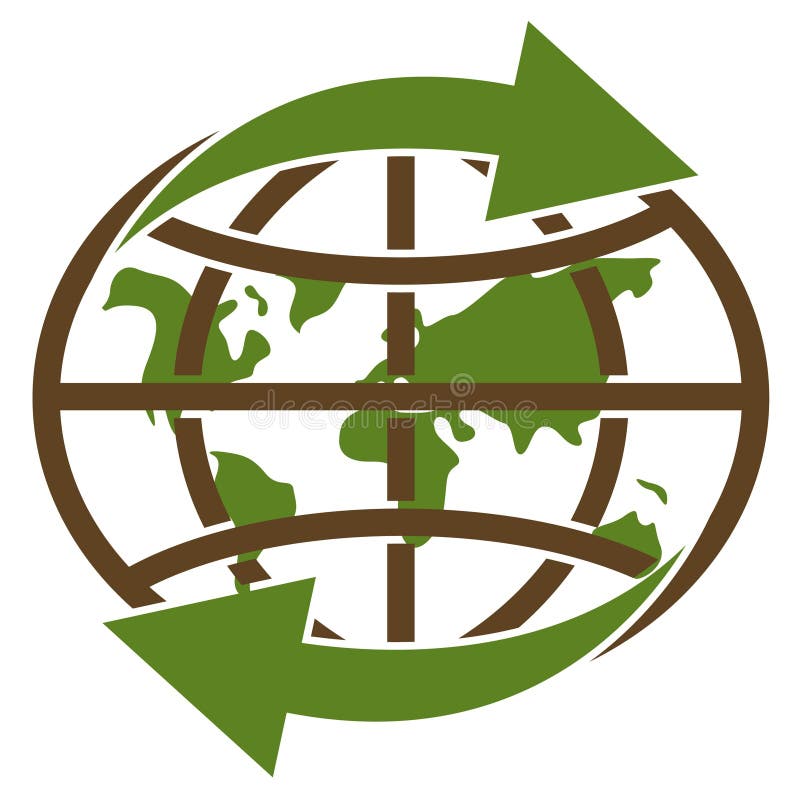 Earth and Green Arrows Emblem Stock Illustration - Illustration of ...