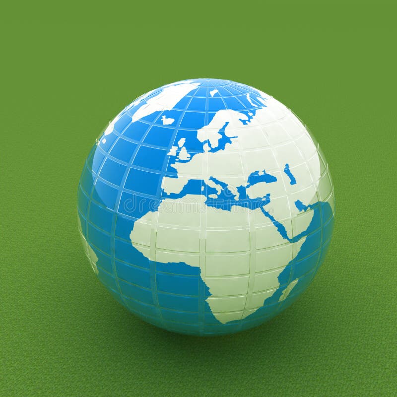 Earth on Green Beautiful 3d Illustration Stock Illustration ...