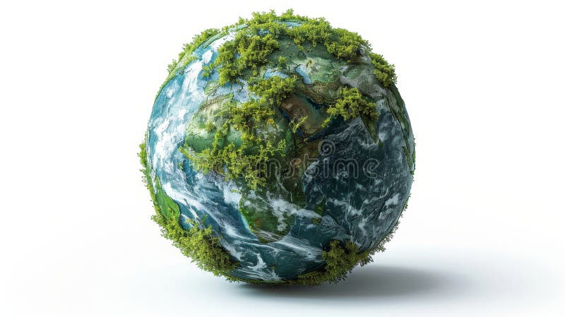 Earth with a Green Eco System, Isolated on White Stock Illustration ...