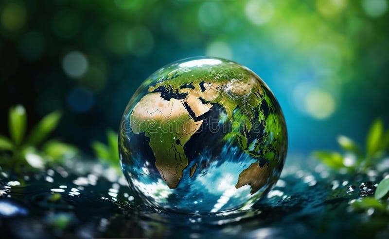 The Earth with Green Nature Background Stock Illustration ...