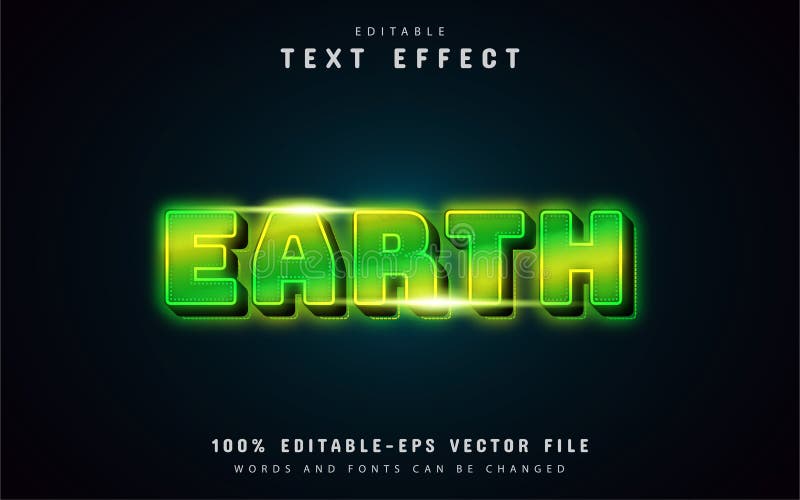 Earth Green Neon Text Effect Stock Vector - Illustration of text ...