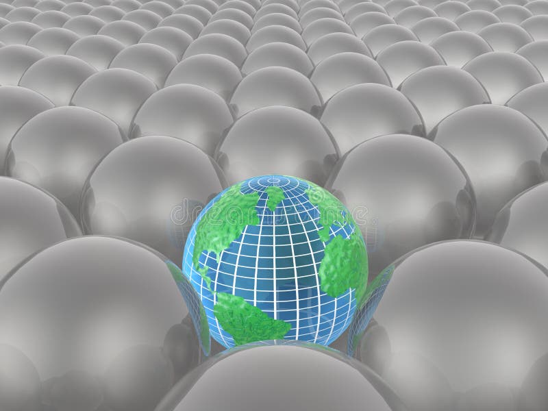 Earth and grey spheres stock illustration. Illustration of outstanding ...