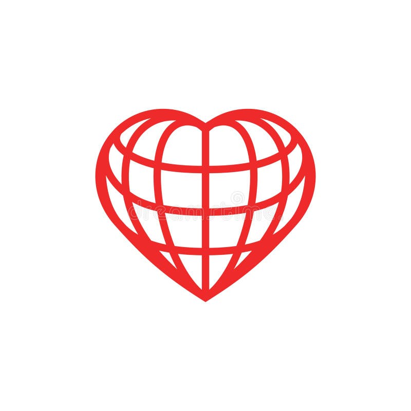 Earth Grid in Heart Shape. Vector Illustration Decorative Design Stock ...
