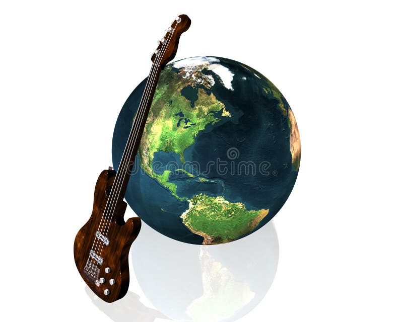 Music Earth with Headphones Stock Illustration - Illustration of music ...