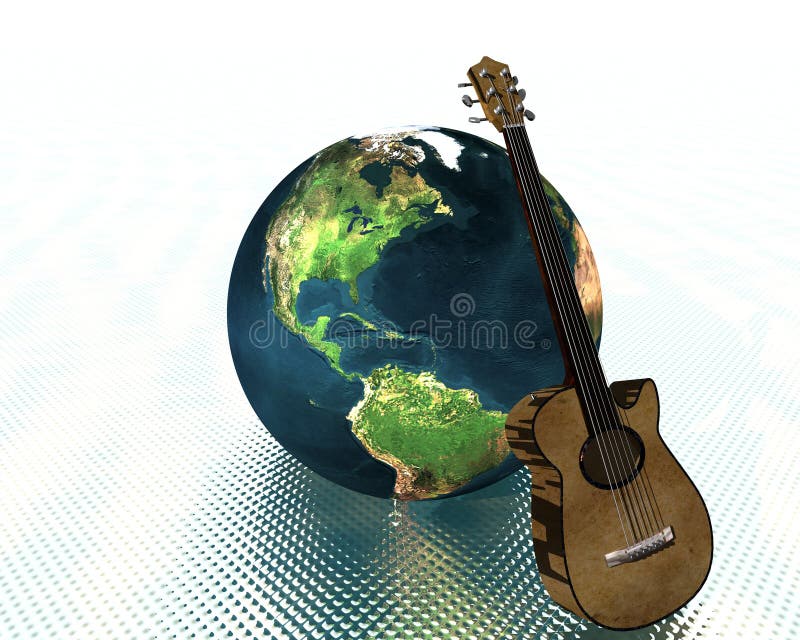 Music Earth with Headphones Stock Illustration - Illustration of music ...