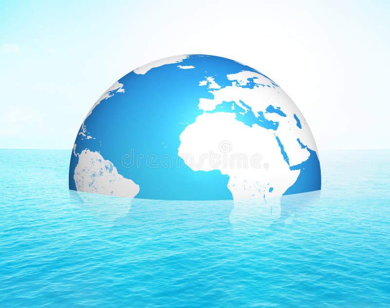 Earth half water 3d render stock illustration. Illustration of climate ...