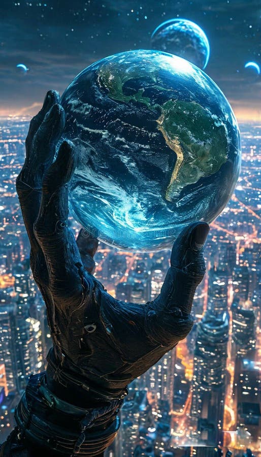 Earth in the Hand of an Alien Stock Illustration - Illustration of ...